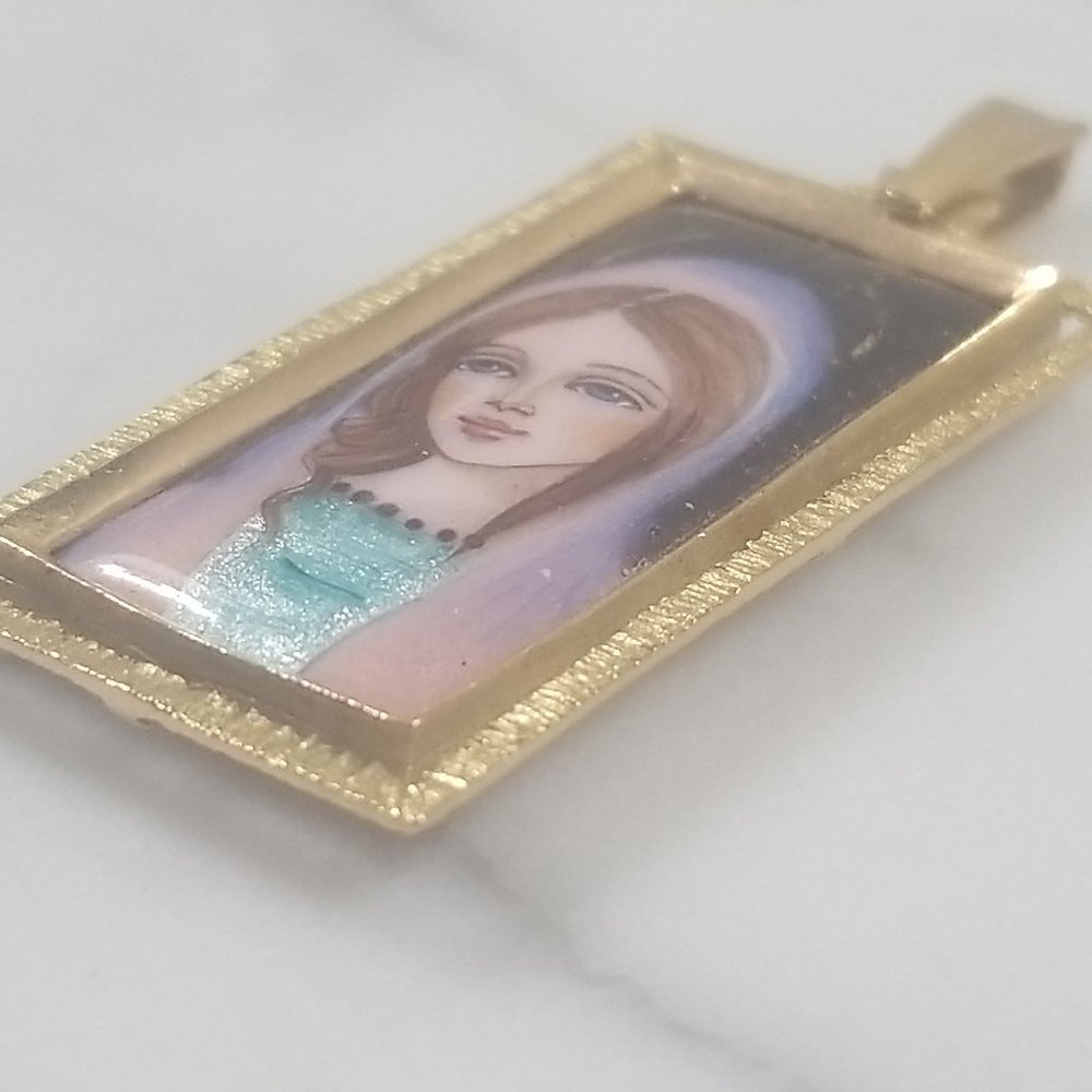 Estate Handpainted Corletto Italy 18k Madonna Virgin … - Gem